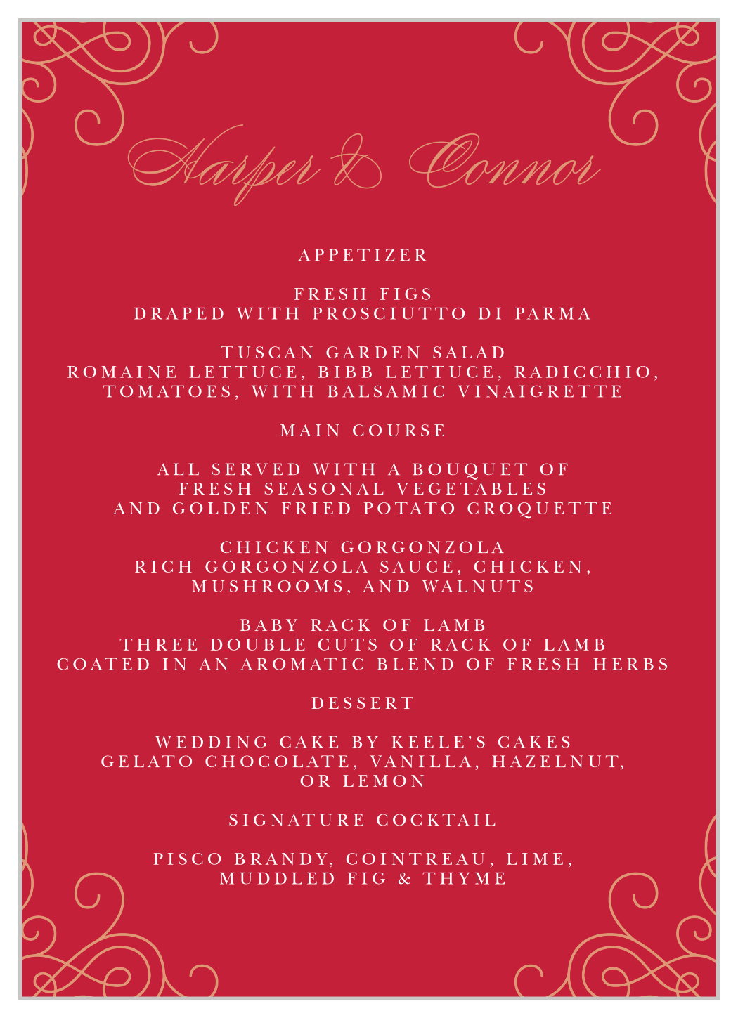 Color of Love Wedding Menus by Basic Invite