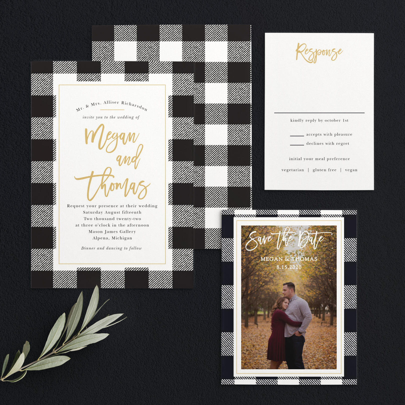Rustic Plaid Save the Date Cards by Basic Invite