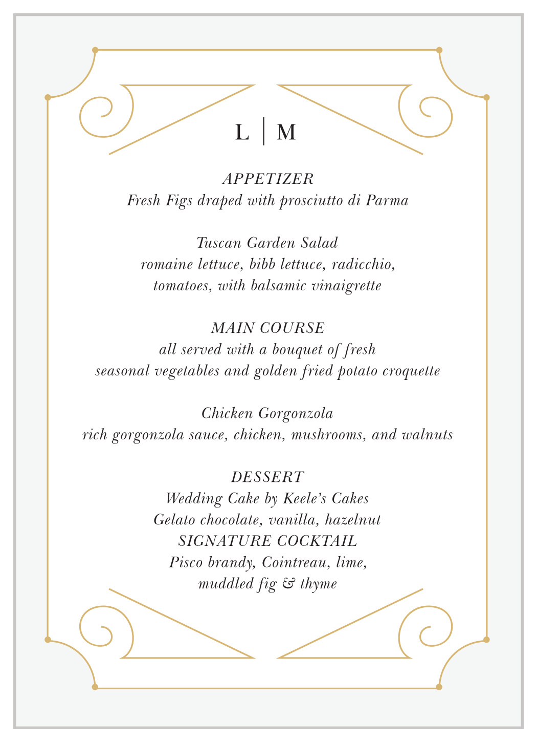 New Deco Frame Wedding Menus by Basic Invite