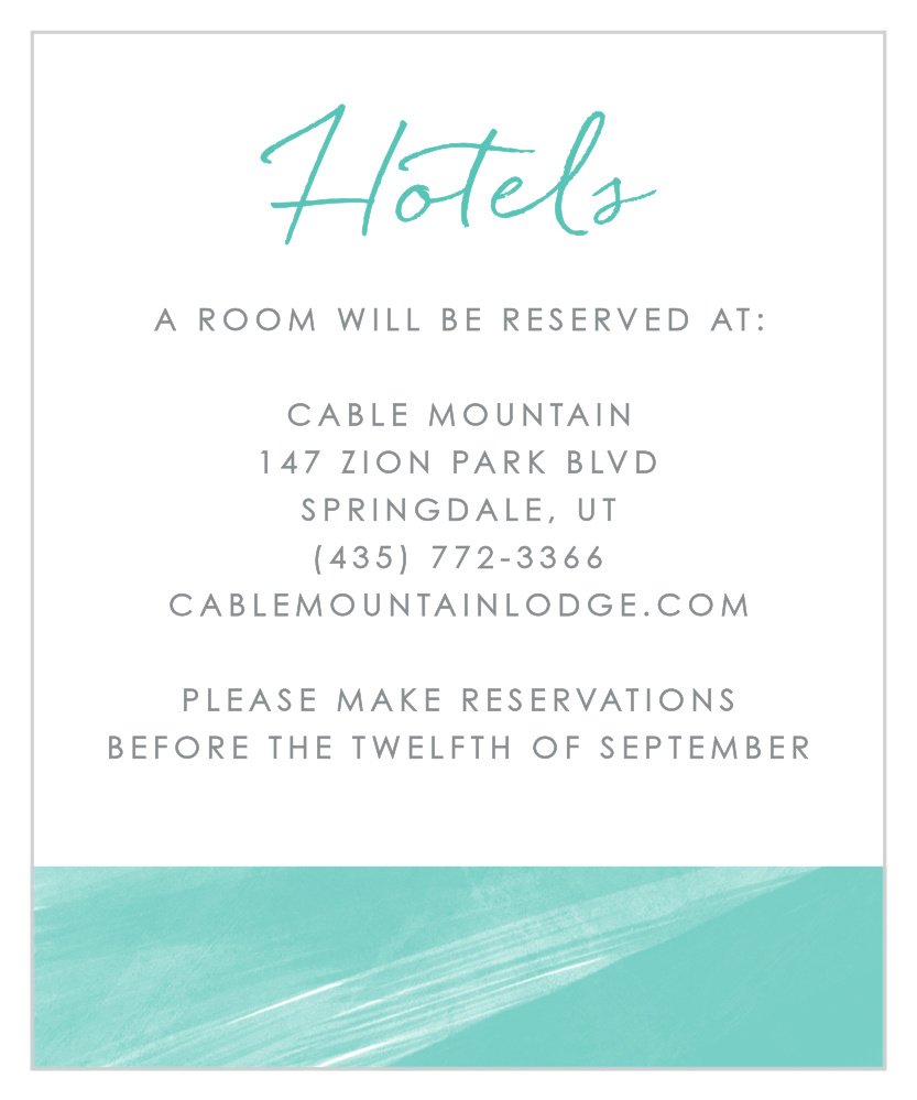 Ocean Watercolor Accommodation Cards by Basic Invite