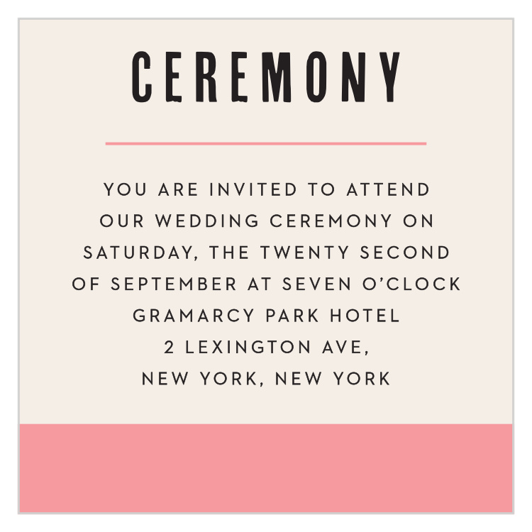 Color Block Ceremony Cards by Basic Invite