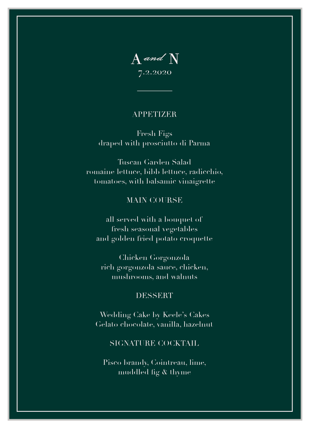 Southern Romance Wedding Menus by Basic Invite