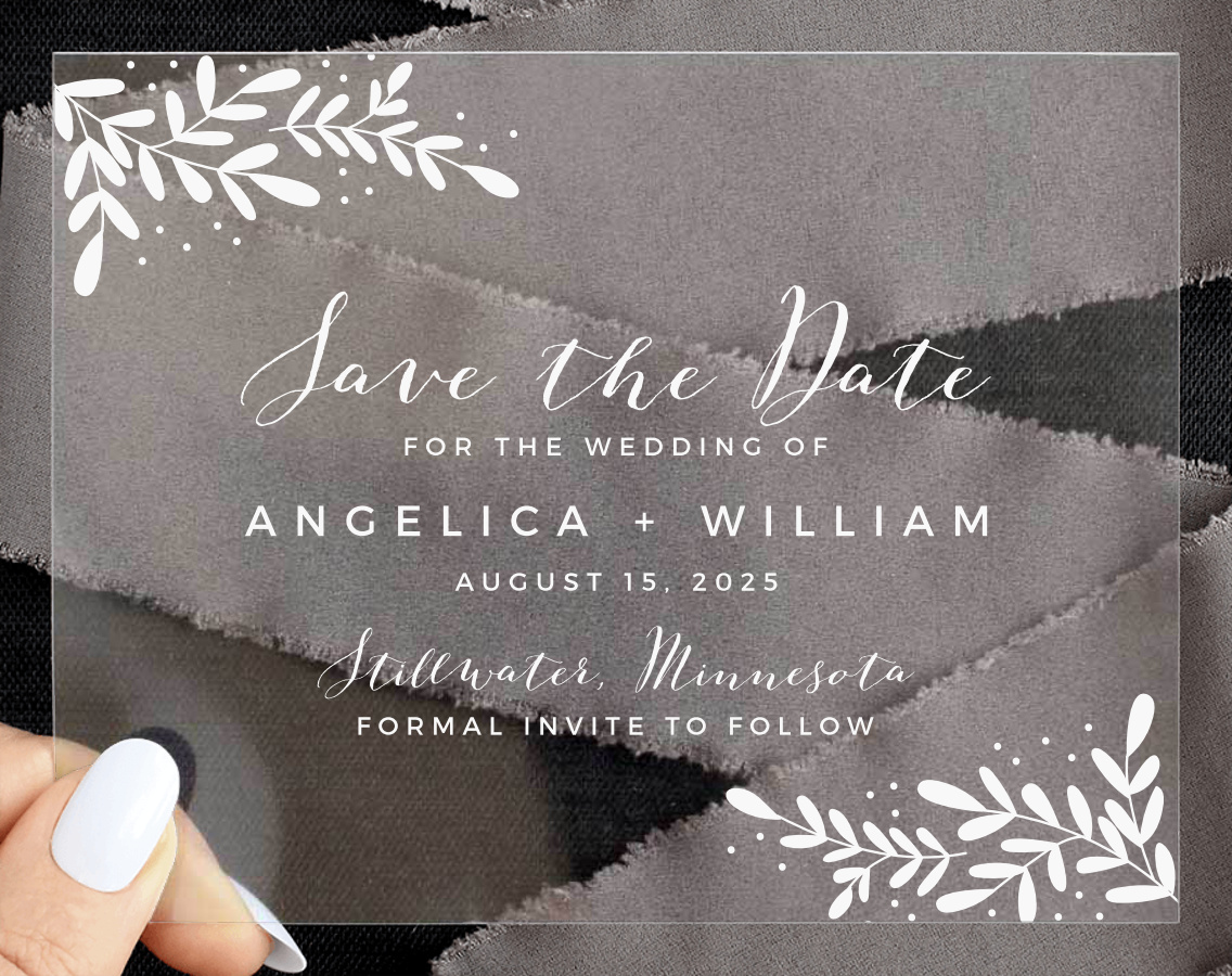 Garden Leaves Clear Save the Date Cards by Basic Invite