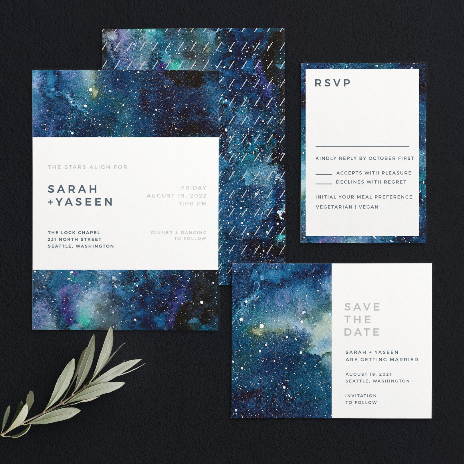 Starry Galaxy Wedding Invitations by Basic Invite