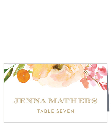 Peachy Flowers Wedding Menus by Basic Invite