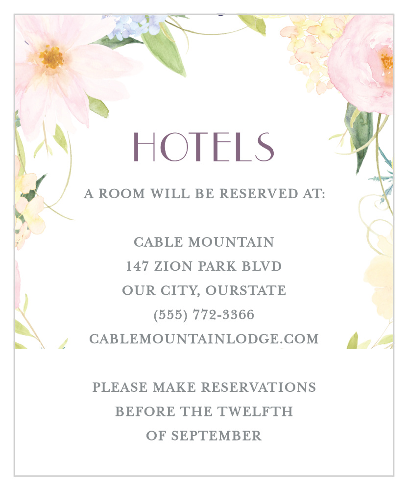 Spring Watercolors Accommodation Cards by Basic Invite