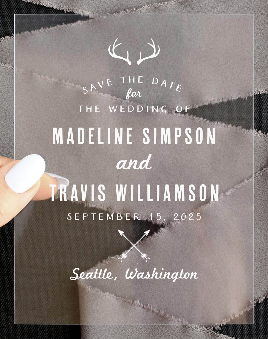 Rustic Antlers Clear Save the Date Cards by Basic Invite