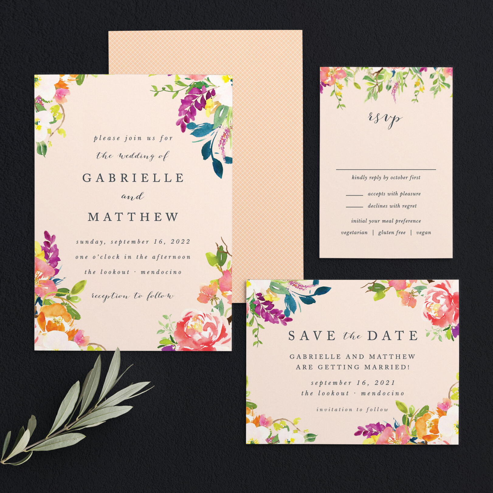 Spring Peach Wedding Invitations by Basic Invite