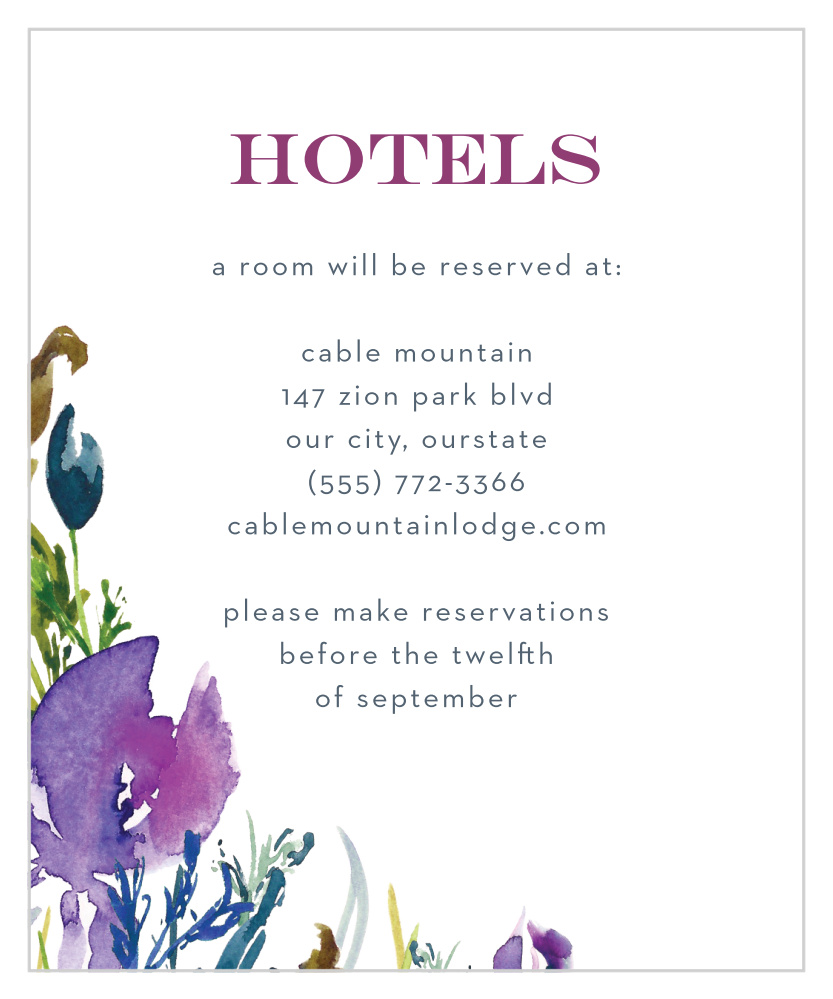 Lavender Blooms Accommodation Cards by Basic Invite
