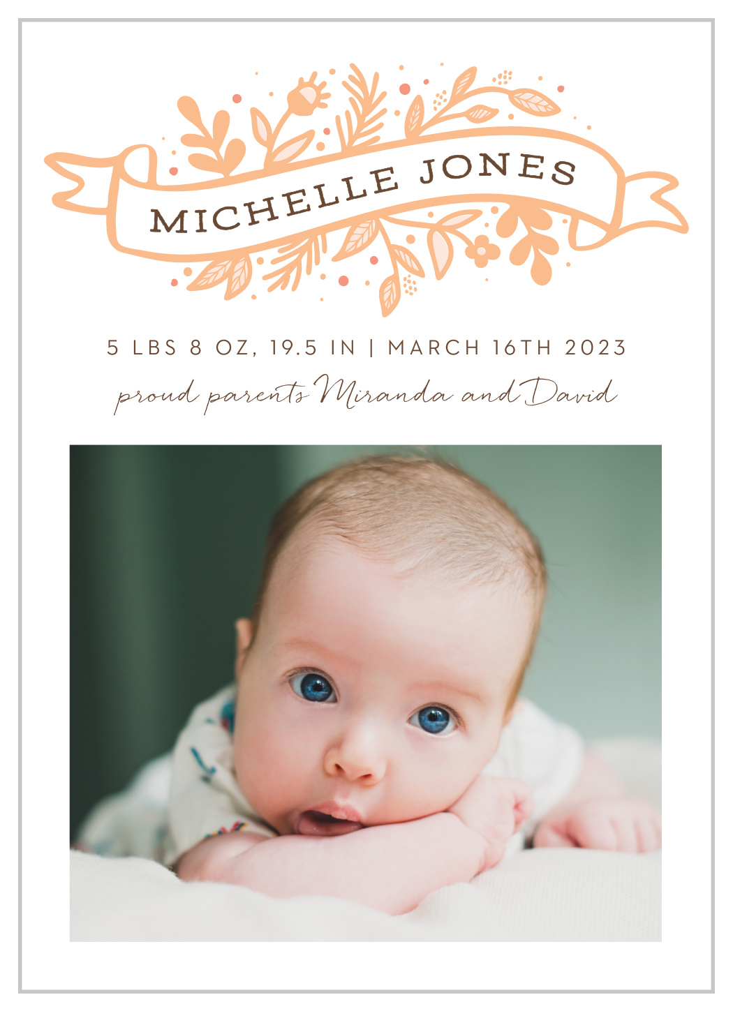 Floral Banner Birth Announcements by Basic Invite