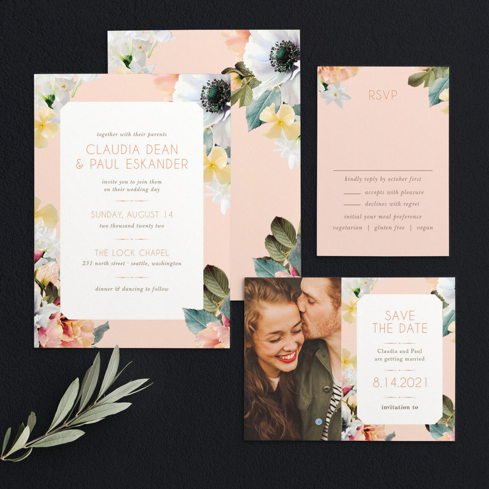 Dawn Flowers Wedding Invitations by Basic Invite
