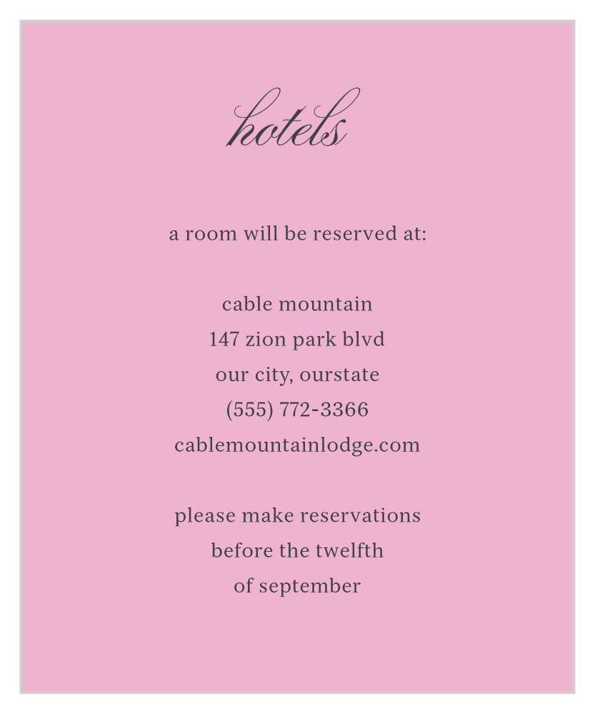 Luxe Roses Accommodation Cards by Basic Invite