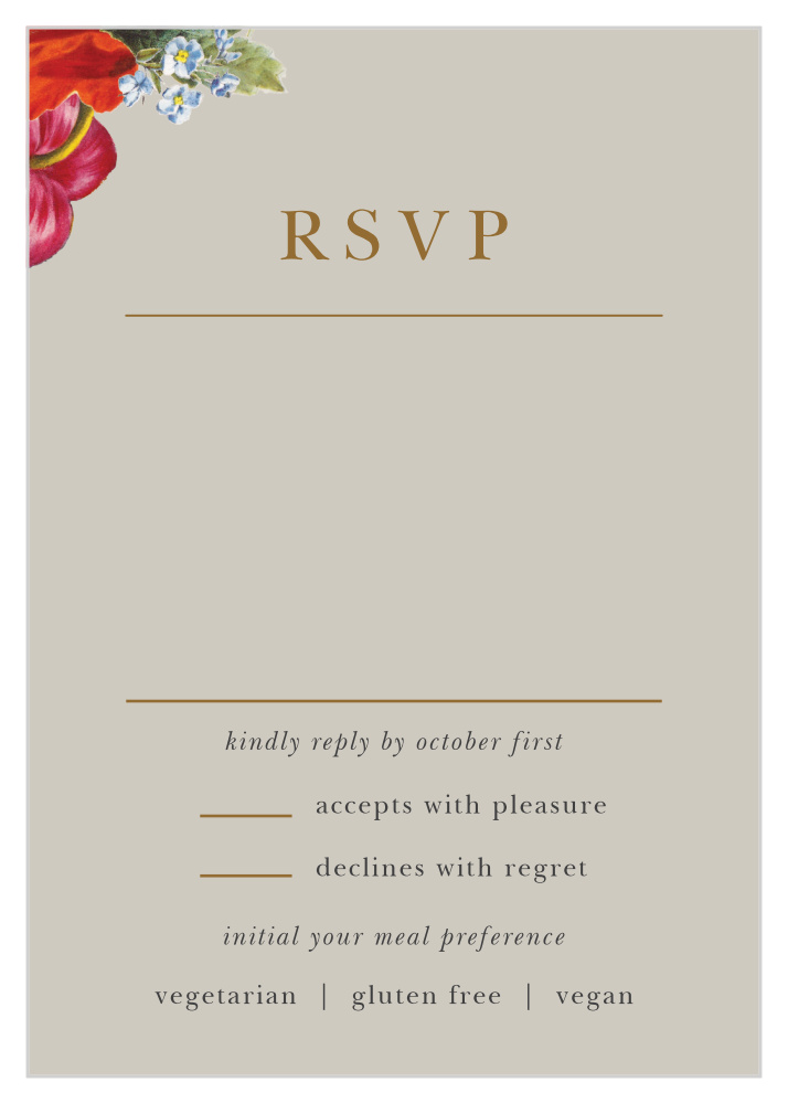 Antique Flowers Response Cards by Basic Invite