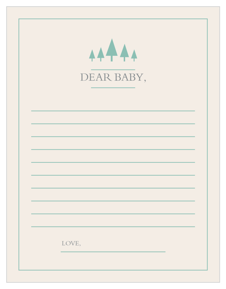 Woodland Outline Letter to Baby by Basic Invite