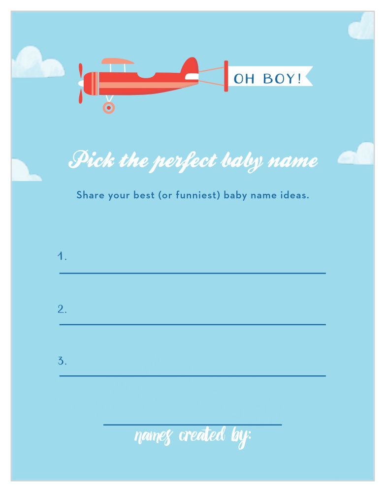 In The Clouds Baby Name Contest by Basic Invite
