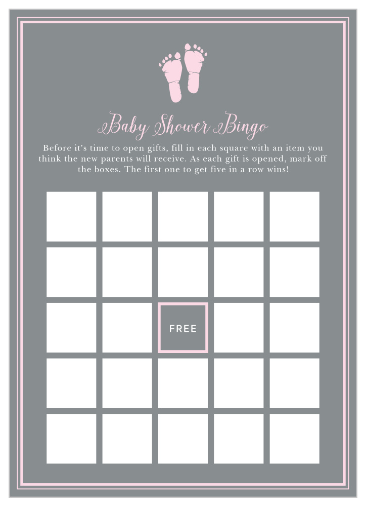 Little Girl Footprints Baby Shower Bingo by Basic Invite
