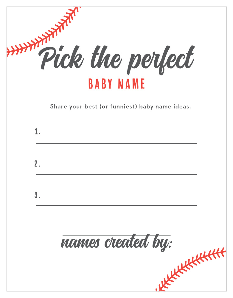Baseball Baby Baby Name Contest by Basic Invite