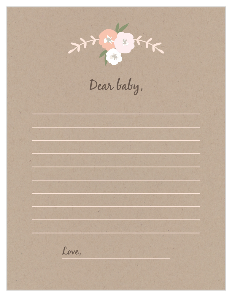 Floral Kraft Letter to Baby by Basic Invite