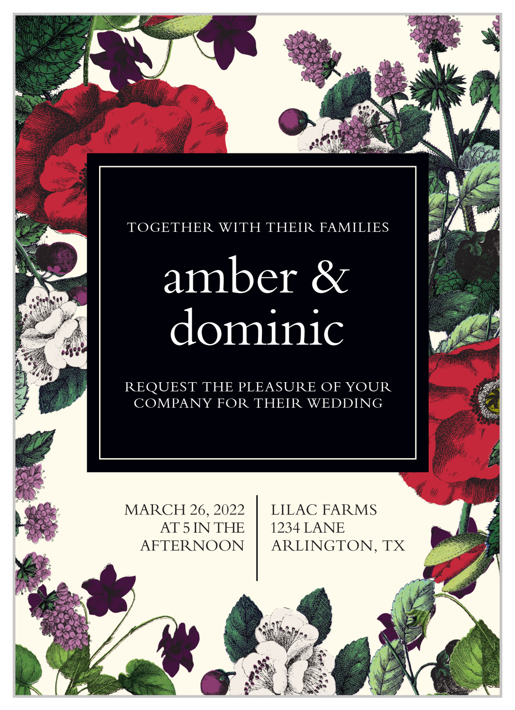 Vintage Botanical Wedding Invitation