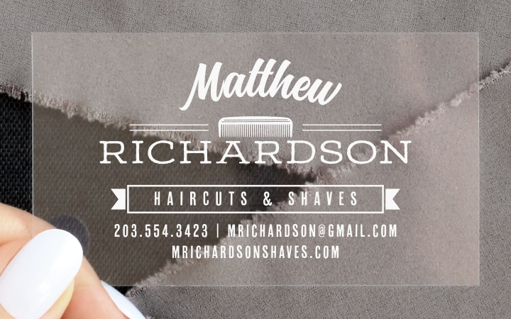 Old School Clear Business Cards by Basic Invite