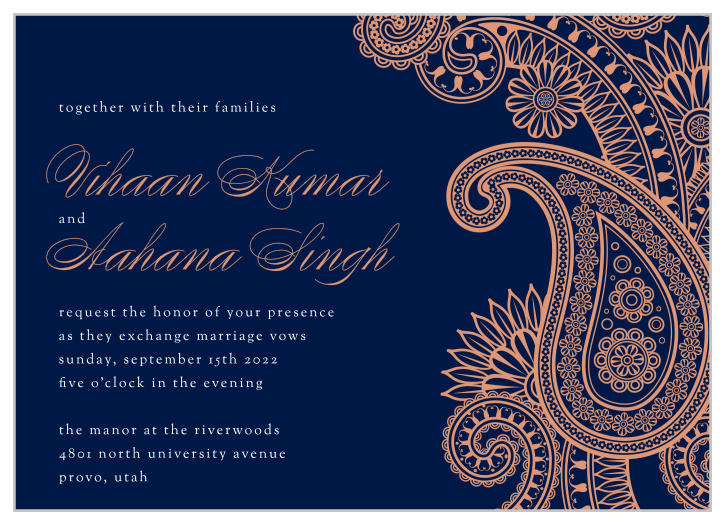 Indian Paisley Wedding Invitations by Basic Invite