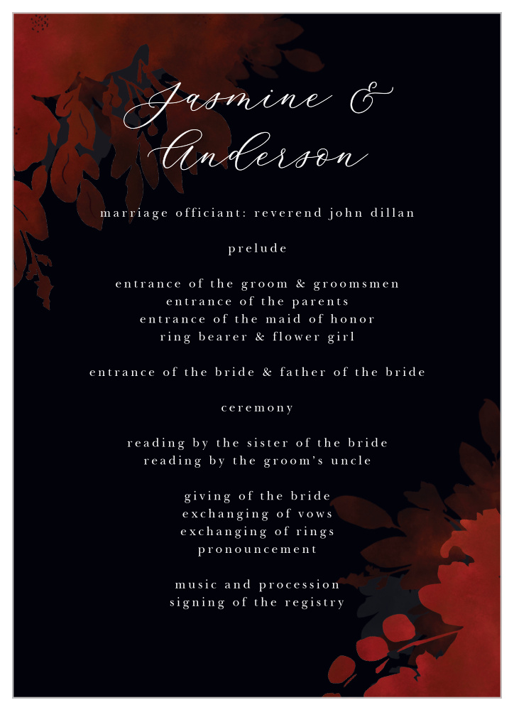 Dark Florals Wedding Programs by Basic Invite