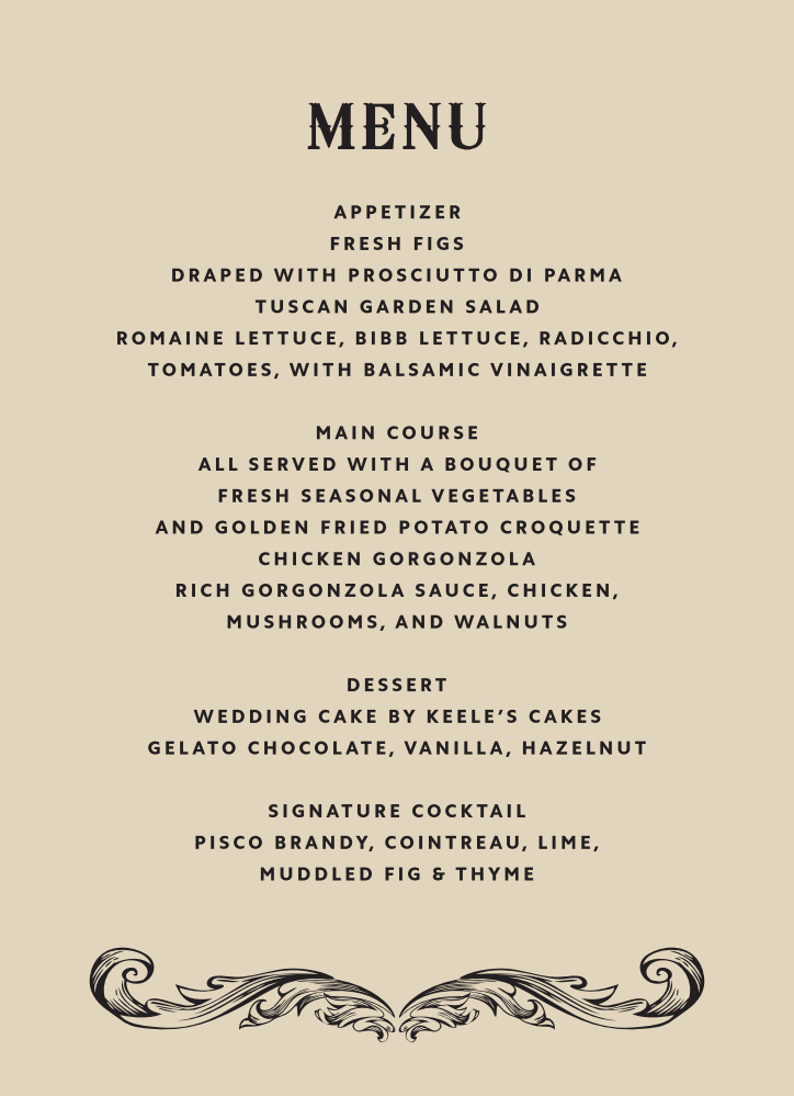 Victorian Type Wedding Menus by Basic Invite