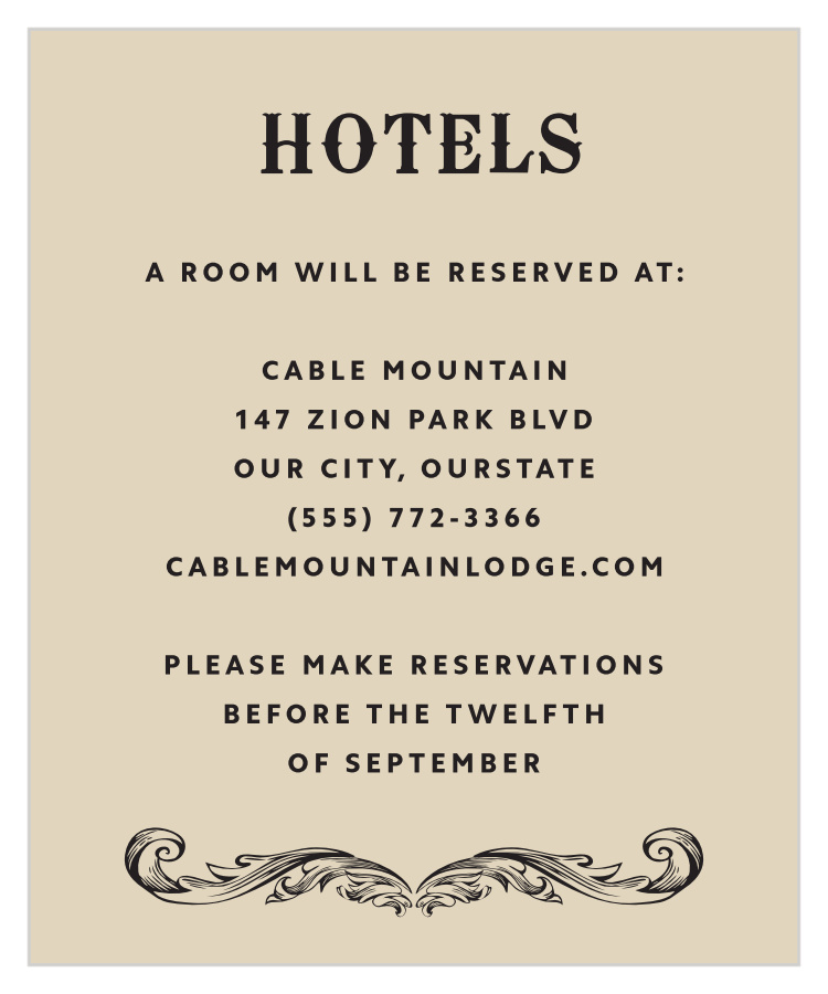Victorian Type Accommodation Cards by Basic Invite