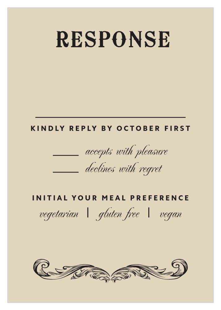 Victorian Type Response Cards by Basic Invite