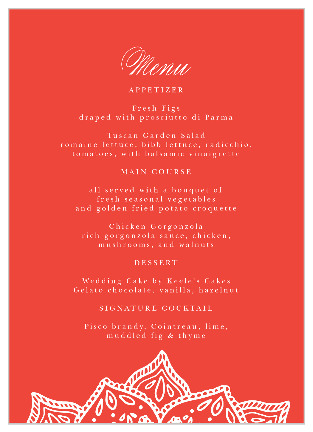 Indian Mandala Wedding Menus by Basic Invite
