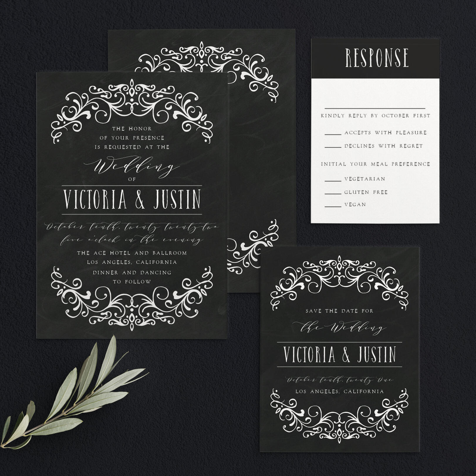 Blank Gothic Wedding Invitations
