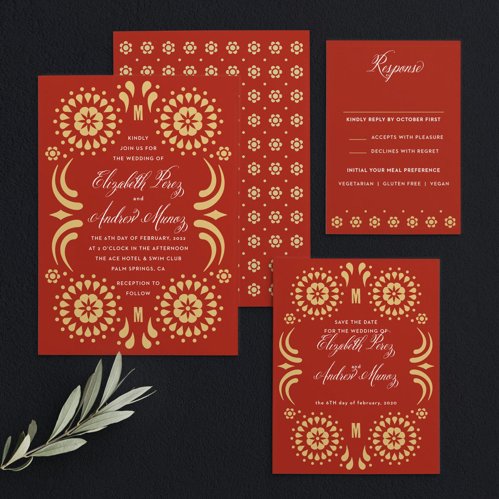 Blank Red And Black Wedding Invitations