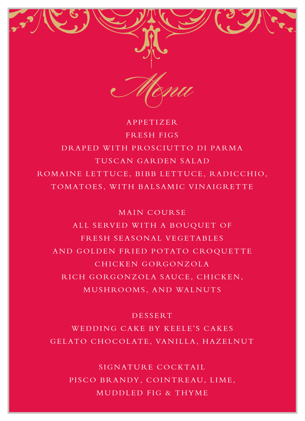 Embellished Love Wedding Menus by Basic Invite