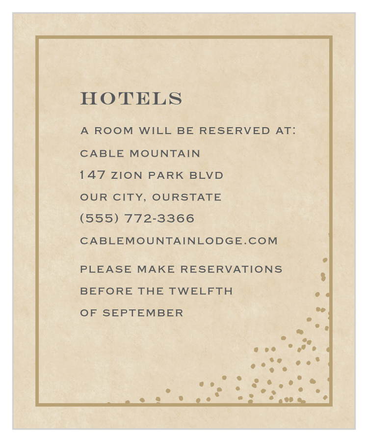 Antique Charm Accommodation Cards by Basic Invite
