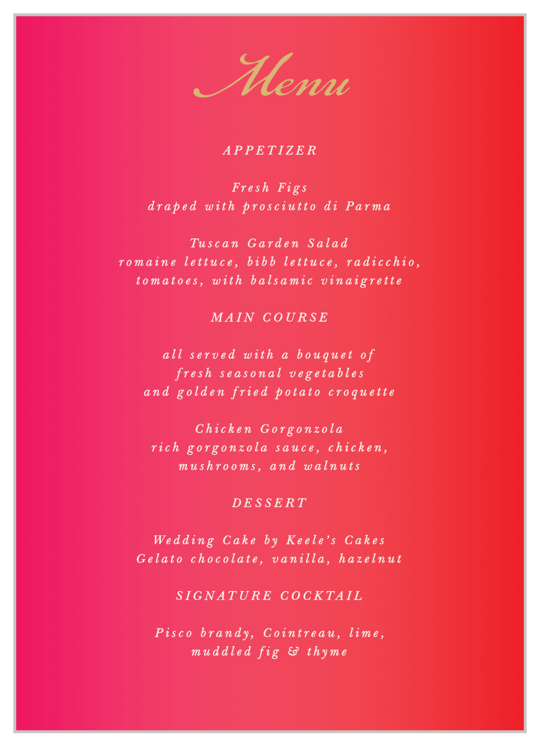 India Ombre Wedding Menus by Basic Invite