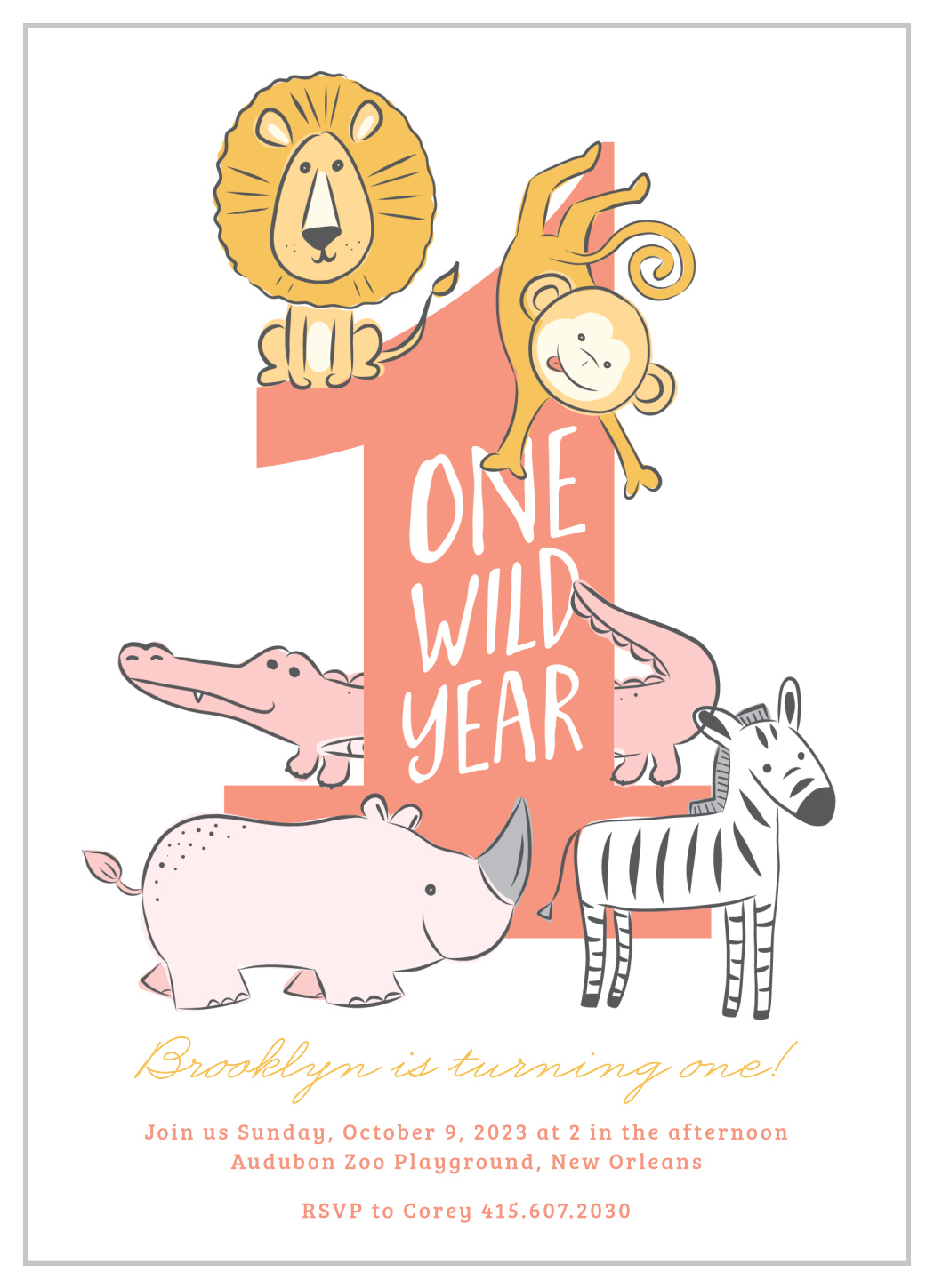 One Wild Year First Birthday Invitations by Basic Invite