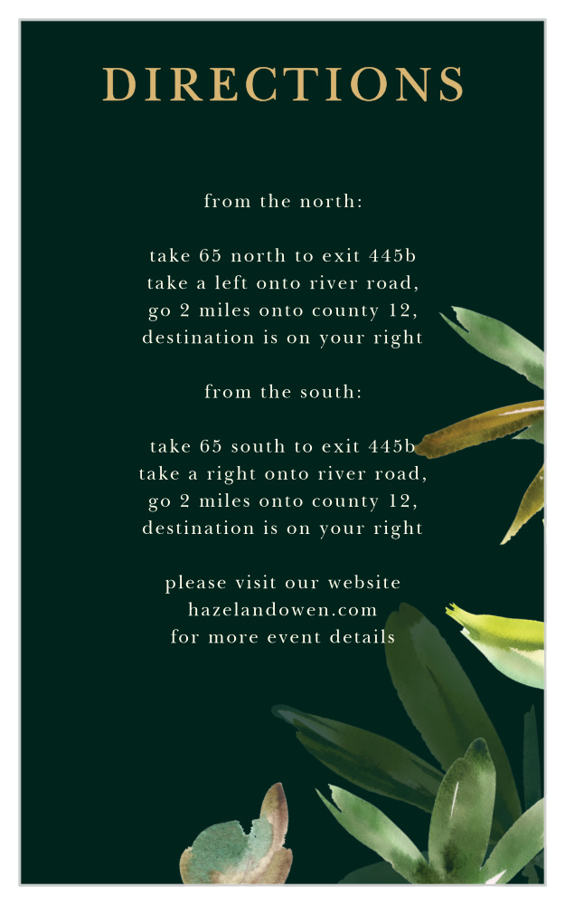 Hawaii Palm Leaves Direction Cards by Basic Invite