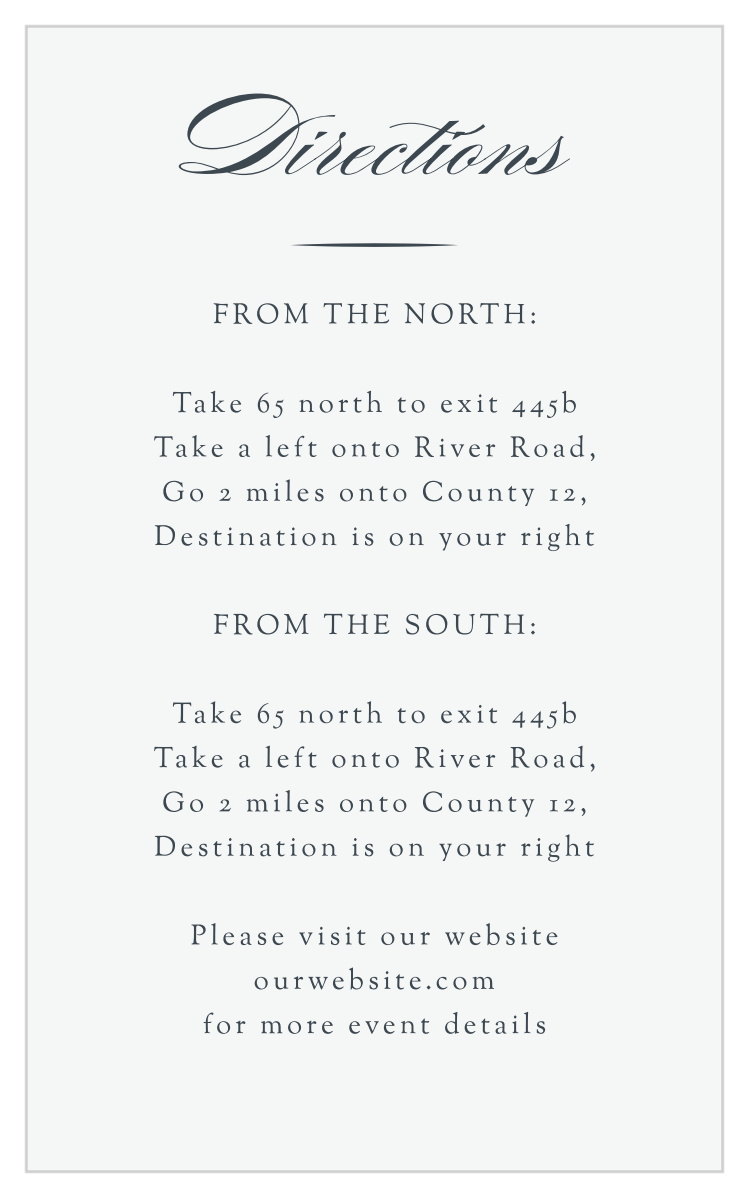 Formal Lines Direction Cards by Basic Invite