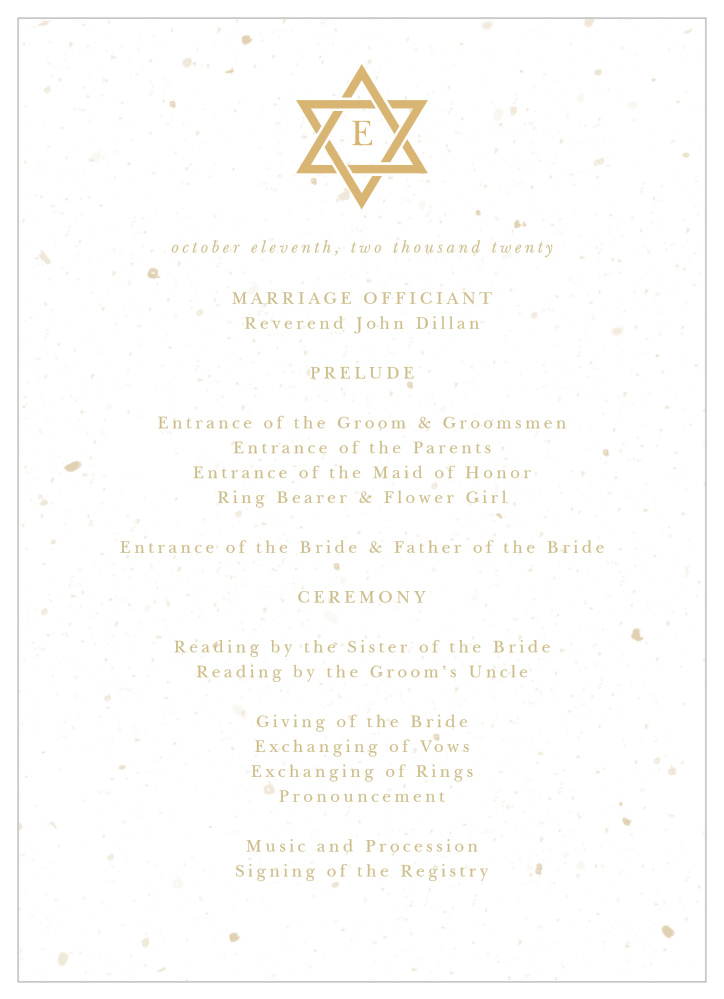 Jewish Wedding Programs Examples