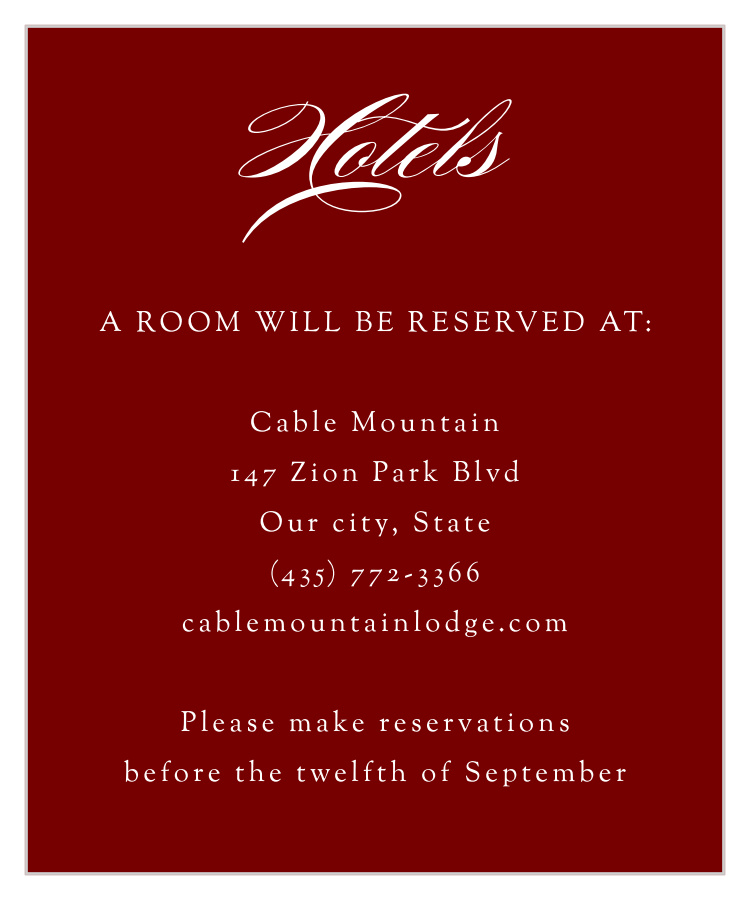 Ornate Border Accommodation Cards by Basic Invite