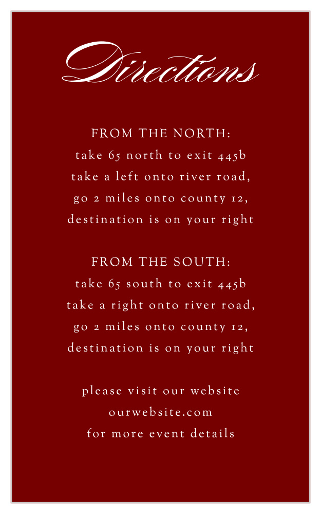 Ornate Border Direction Cards by Basic Invite