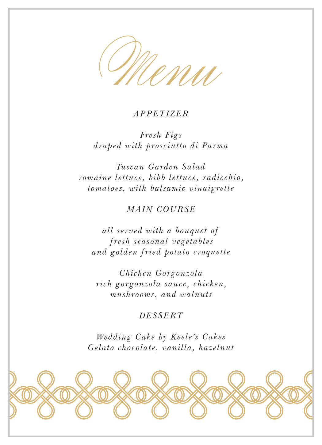 Irish Knot Wedding Menus by Basic Invite