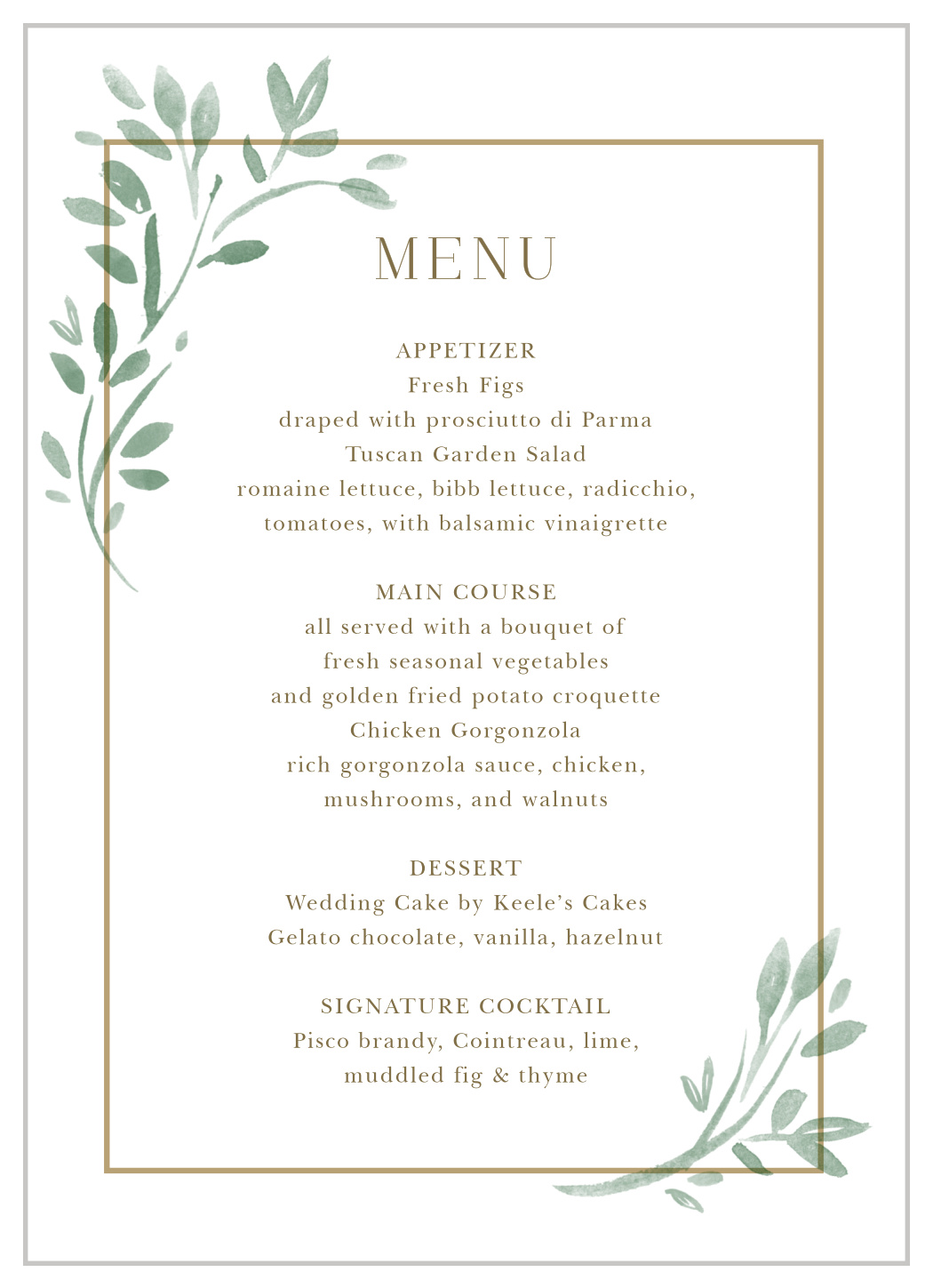 Wedding Menu Wording