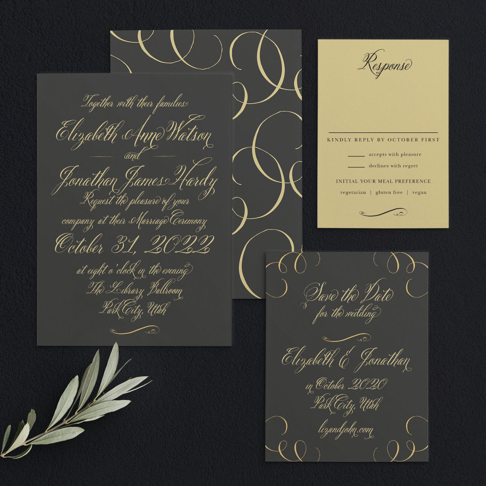 Gothic Script Wedding Invitations by Basic Invite