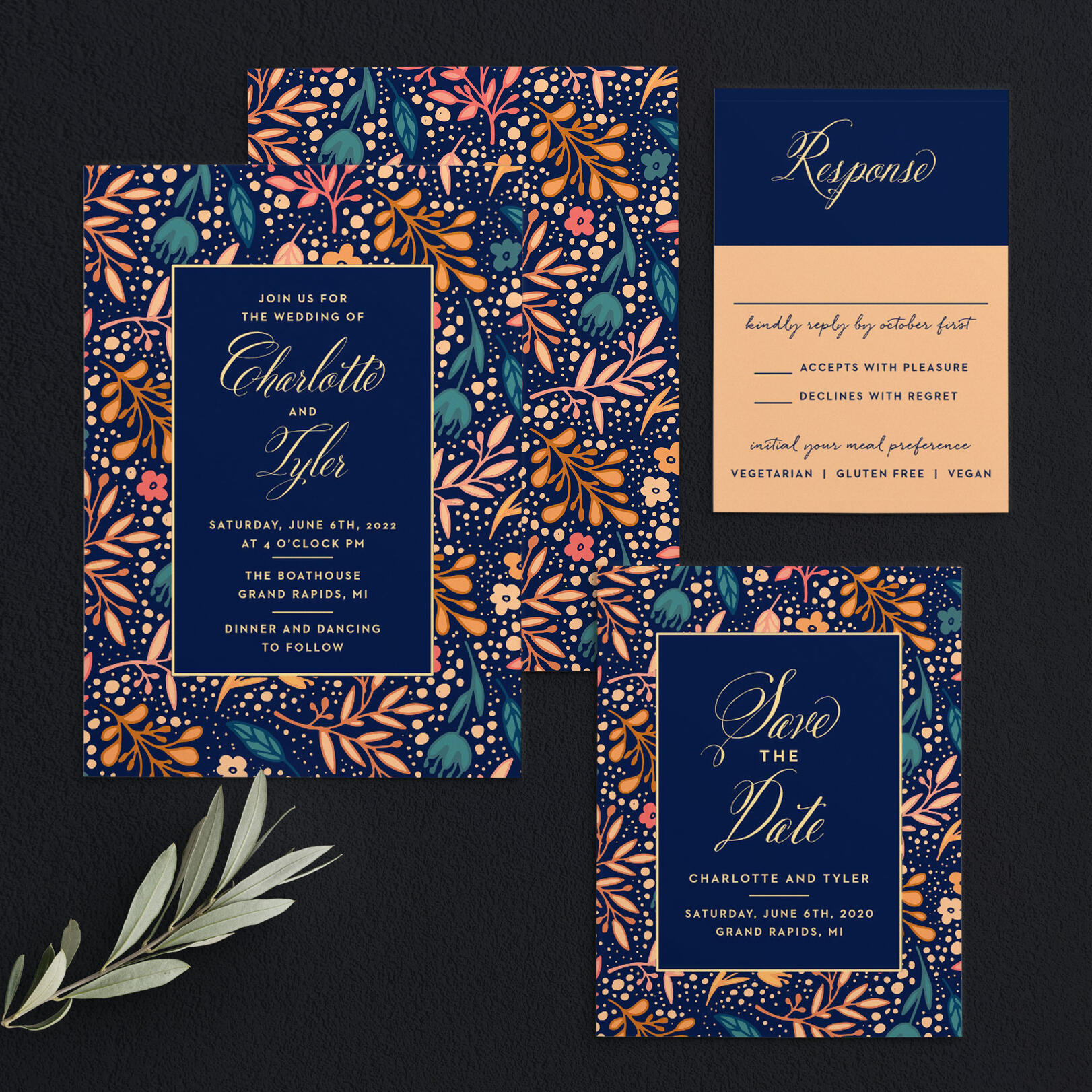 Unique Botanicals Wedding Invitations by Basic Invite