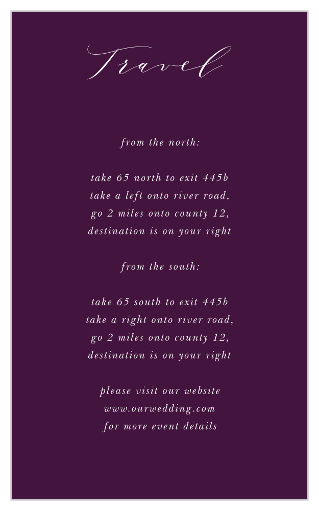 Grape Peonies Direction Cards by Basic Invite