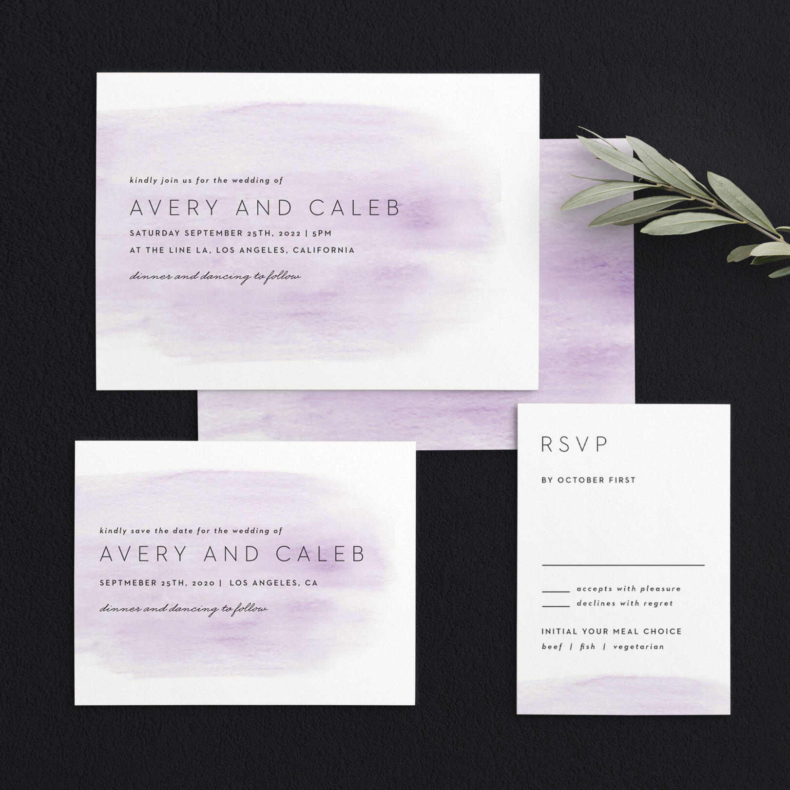 Simple Brushstroke Wedding Invitations by Basic Invite