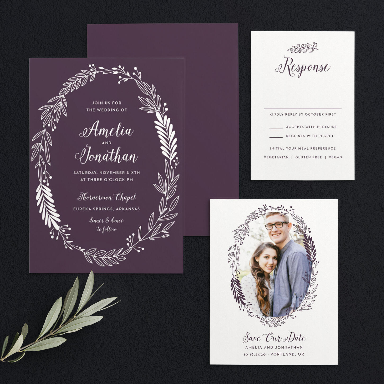 Wreath of Love Wedding Invitations by Basic Invite