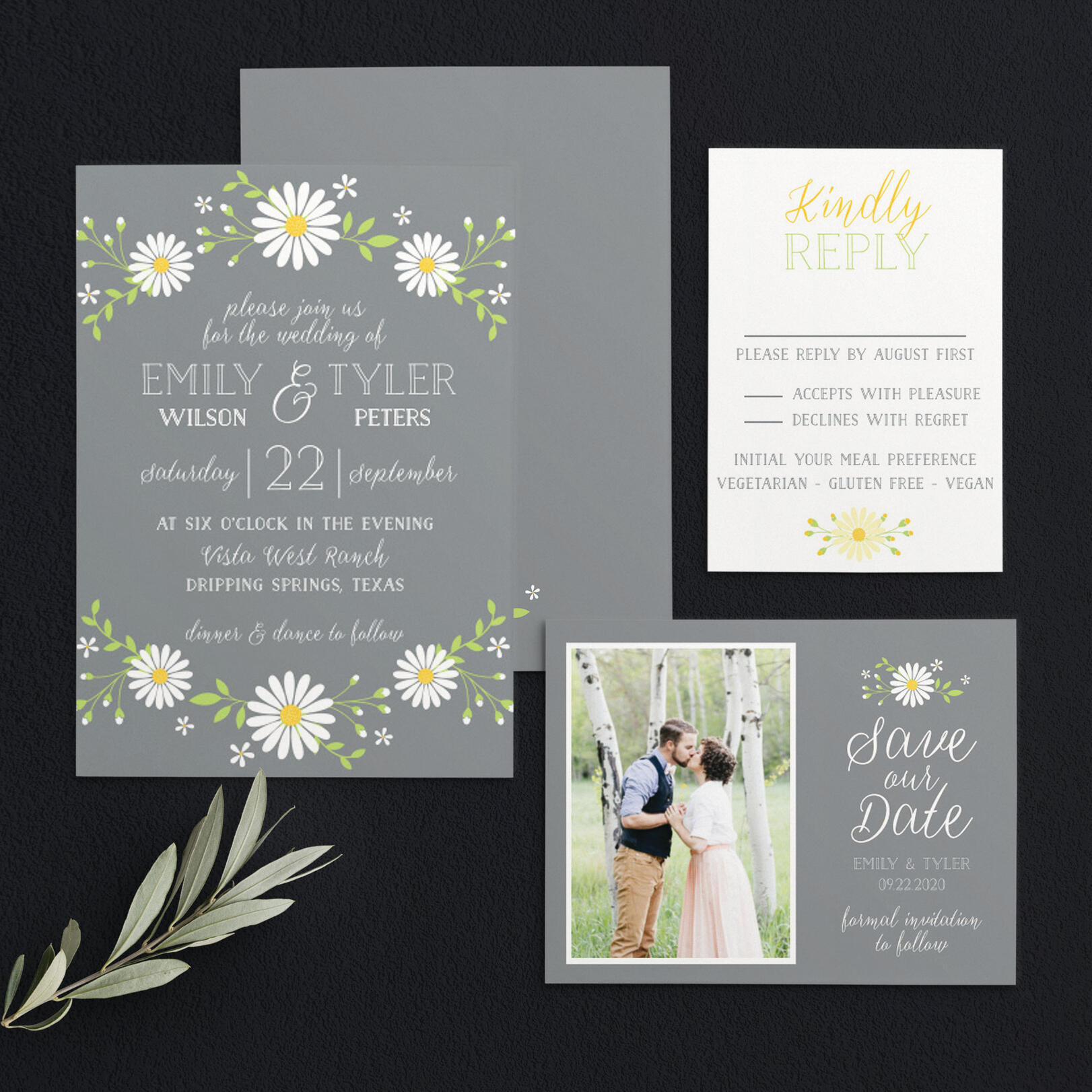 Daisy Frame Response Cards by Basic Invite