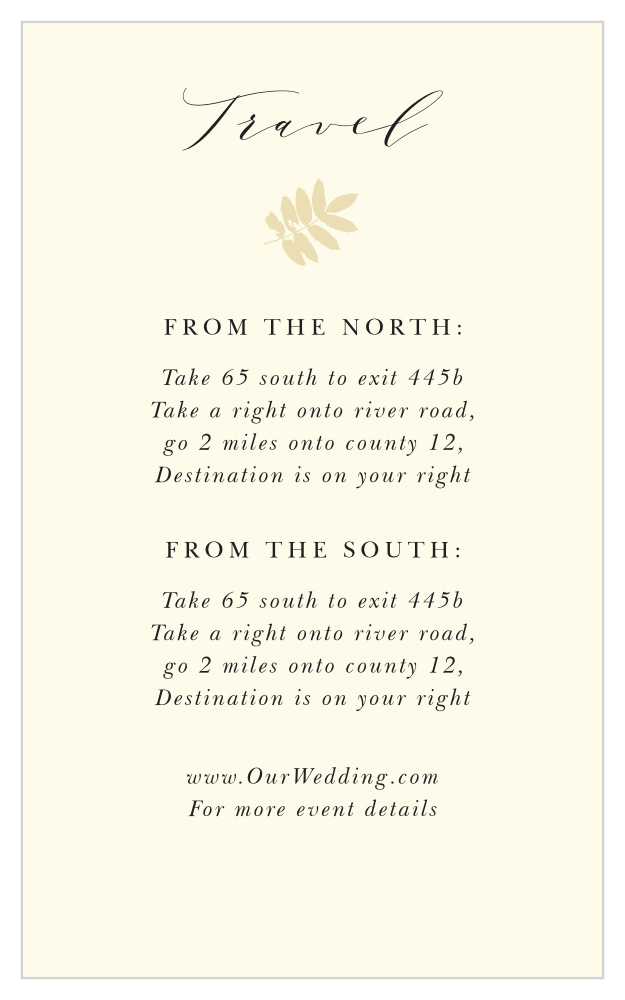 Gilded Leaf Direction Cards by Basic Invite